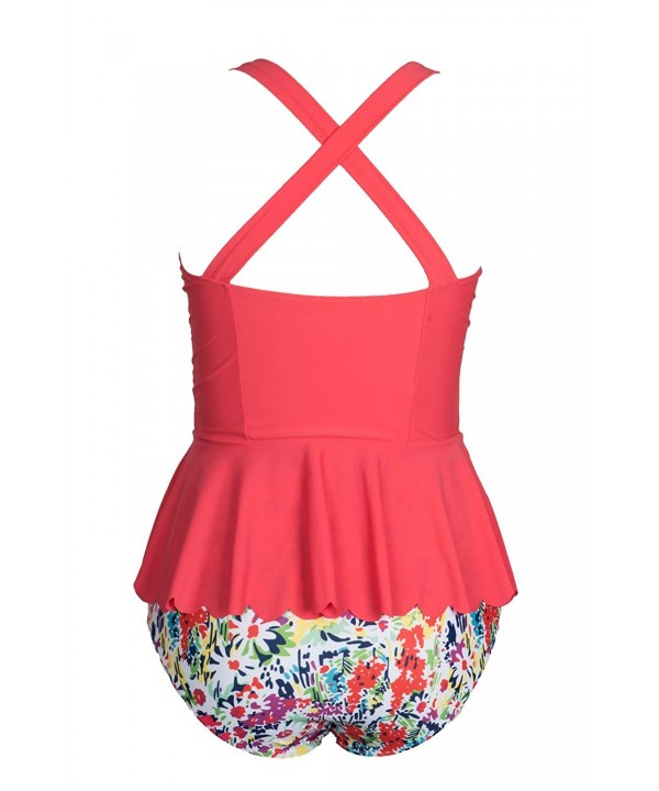 Fashion Womens Falbala High Waisted Cup Shaped Pads Padding Bikini Set