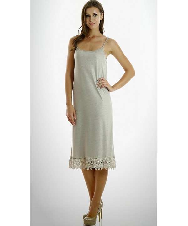 Shop Lev Womens Long Solid Knit Lace Full Slip Dress Extender With